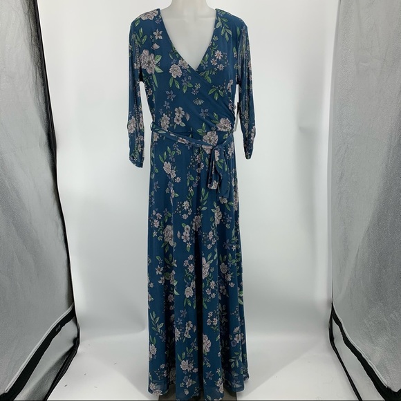 Allison Brittney | Dresses | Allison Brittney Blue Floral Maxi Dress ...